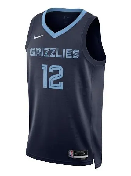Nike Nba Memphis Grizzlies Ja Morant Icon Edition Drifit Swingman Jersey - Dark Blue/light Blue