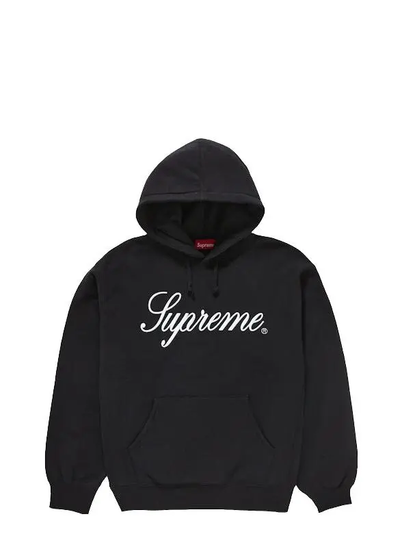 Supreme Embroidered Script Hooded Sweatshirt - Black