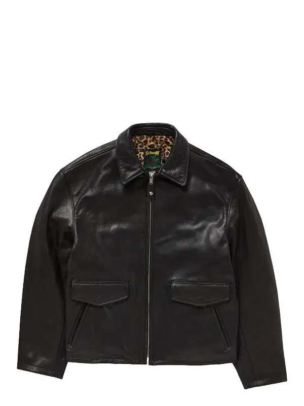 Supreme Schott Leather Racer Jacket - Black