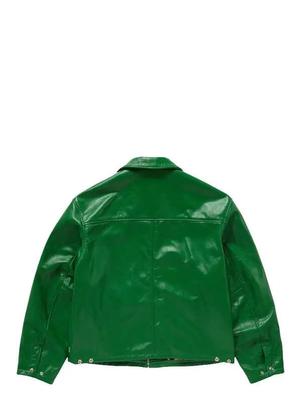 Supreme Leather Racer Jacket - Green