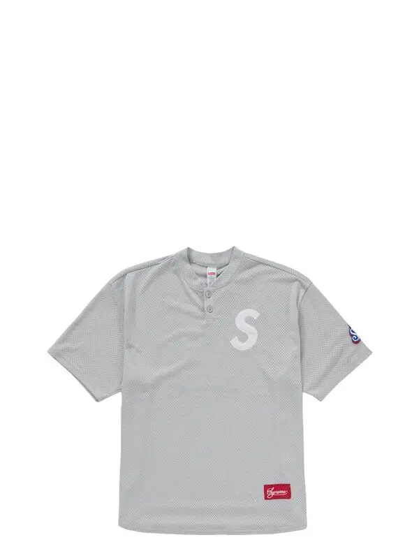 Supreme Logo Baseball Henley - Grey