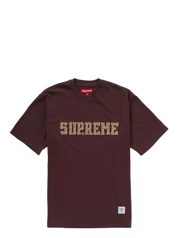 Supreme Twill Applique Short Sleeve Top - Brown
