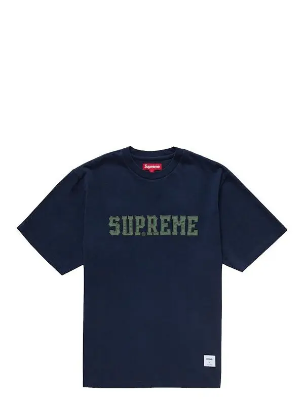 Supreme Twill Applique Short Sleeve Top - Navy Blue