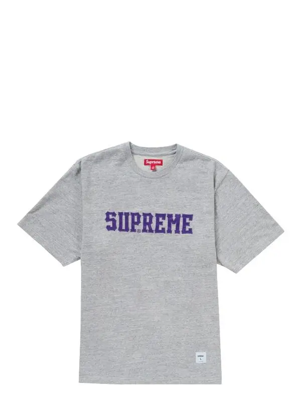 Supreme Twill Applique Short Sleeve Top - Heather Grey