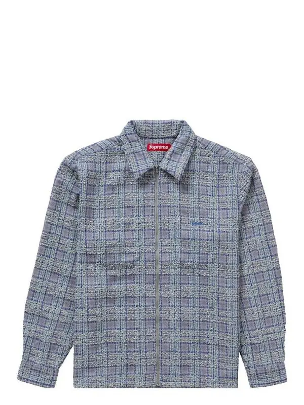 Supreme Boucle Zip Up Shirt - Blue