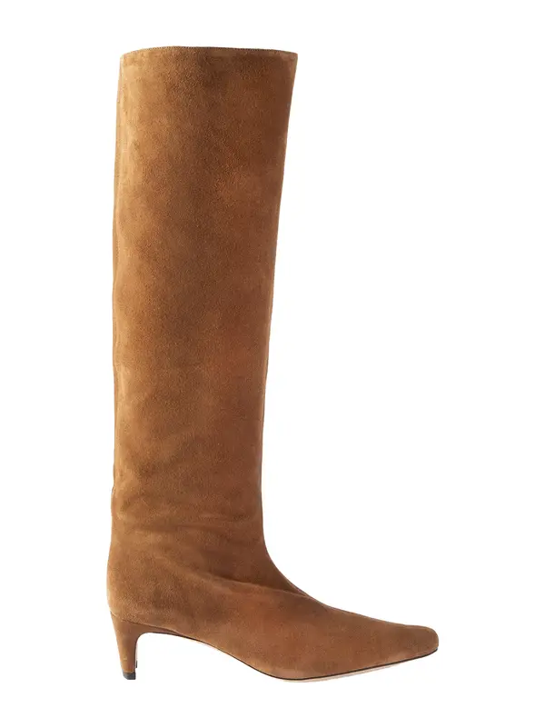 Staud Wally Suede Knee Boots - Brown