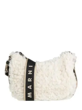 Marni Cross-body Bag With Shearling And Leather Trims - White