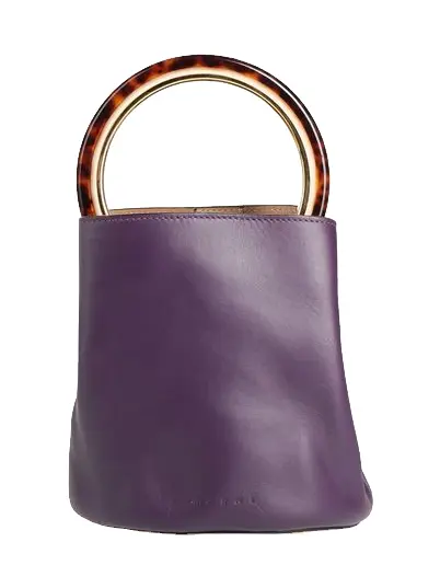 Marni Handbag Cow Leather With Detachable Shoulder Strap - Purple