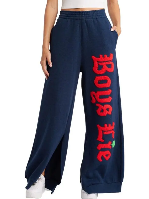 BOYS LIE Better Luck Next Time Cotton-blend Sweatpants - Navy
