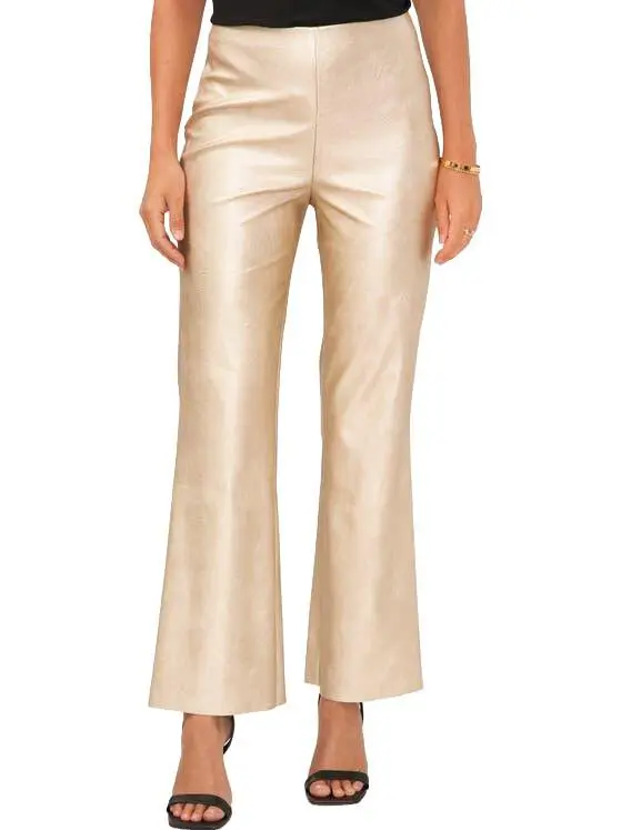 Vince Camuto Faux Leather Flare Leg Pants - Soft Gold