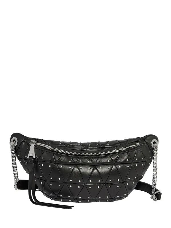 AIMEE The Hug Convertible Leather Sling Bag - Black Geo Studs