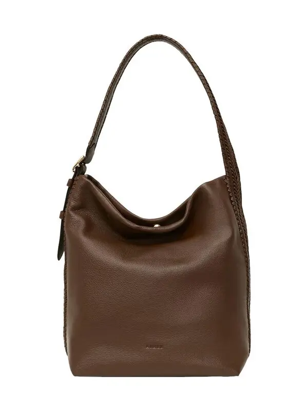 AIMEE Bucket Bag With Braided Shoulder Strap - Fudge