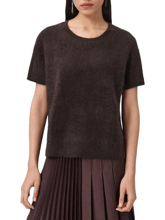 ALLSAINTS Rebel Short Sleeve Cashmere Sweater - Oxblood Red