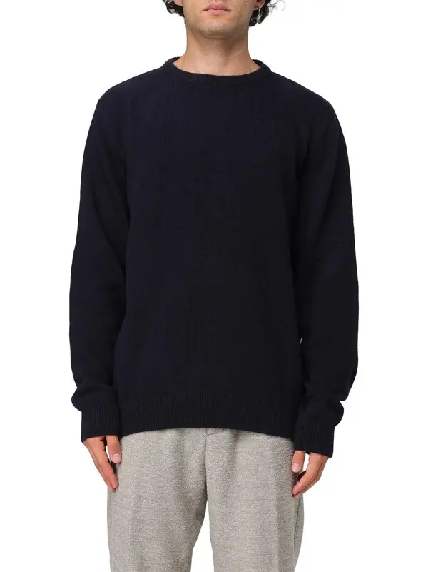 Barbour Crew Neck Sweater With Tartan Elbow Patches - Blue