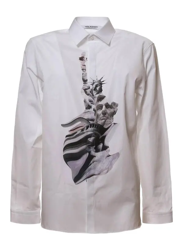 Neil Barrett State Of Liberty Cotton Shirt - White