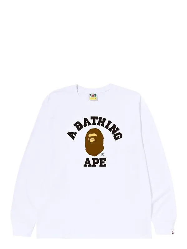 A BATHING APE College Long-sleeve Tee - White
