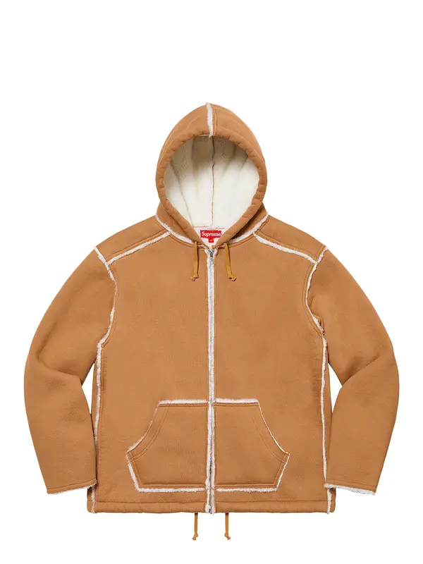 Supreme Faux Shearling Hooded Jacket - Tan