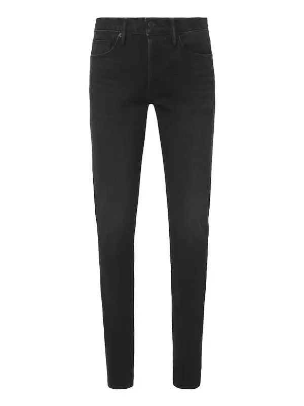 TOM FORD Leather-trimmed Slim Jeans - Black