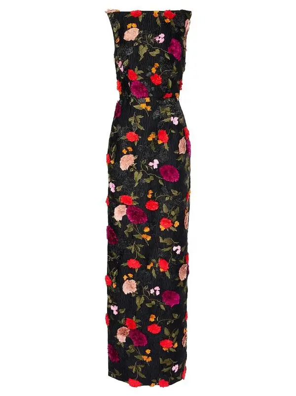 Erdem Embroidered Jacquard Gown - Black
