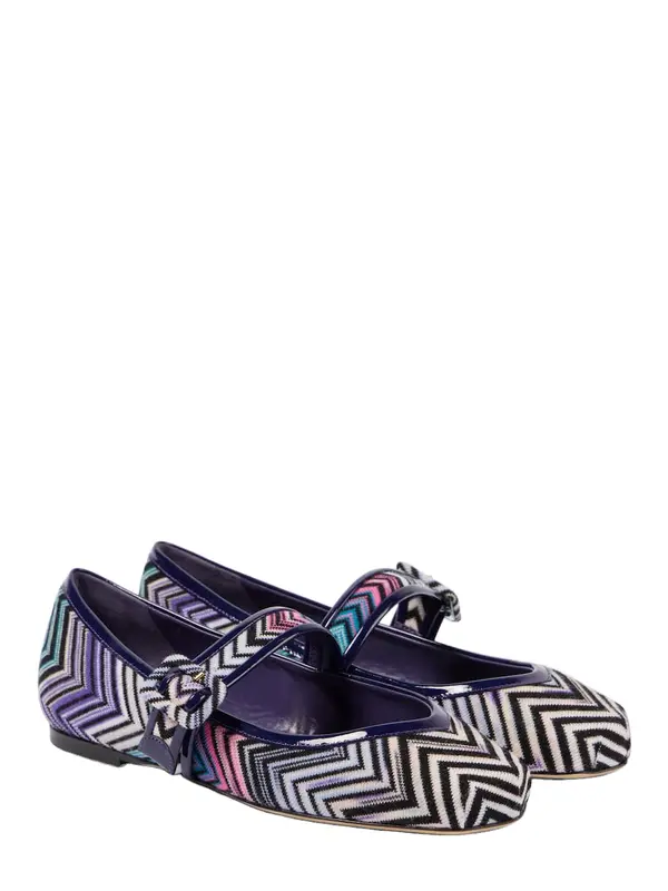 Missoni Zigzag Leather-trimmed Mary Jane Flats - Multicoloured