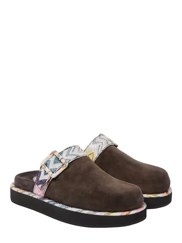 Missoni Zigzag Suede Clogs - Brown