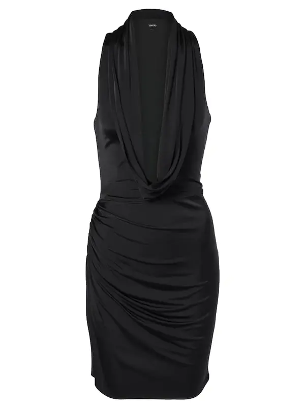 TOM FORD Draped Jersey Minidress - Black