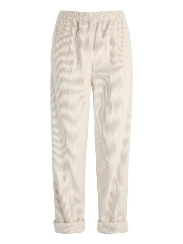 American Vintage Padow Cropped Corduroy Trousers - Ecru