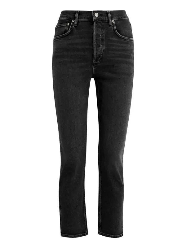 AGOLDE Riley Cropped Slim-leg Jeans - Black