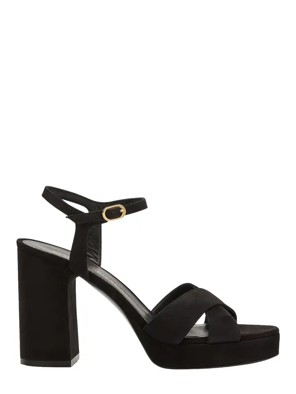 STUART WEITZMAN Dayna Suede Crisscross Platform Sandals - Black