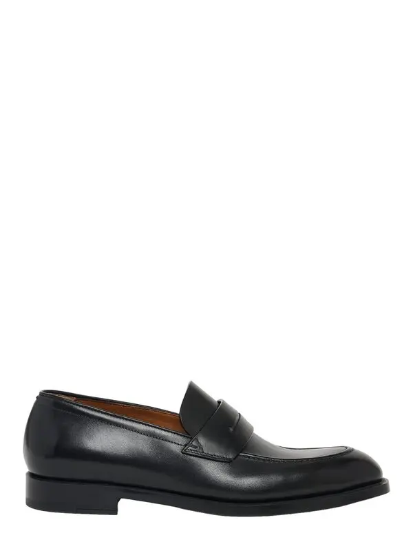Zegna Calfskin Penny Loafers - Black