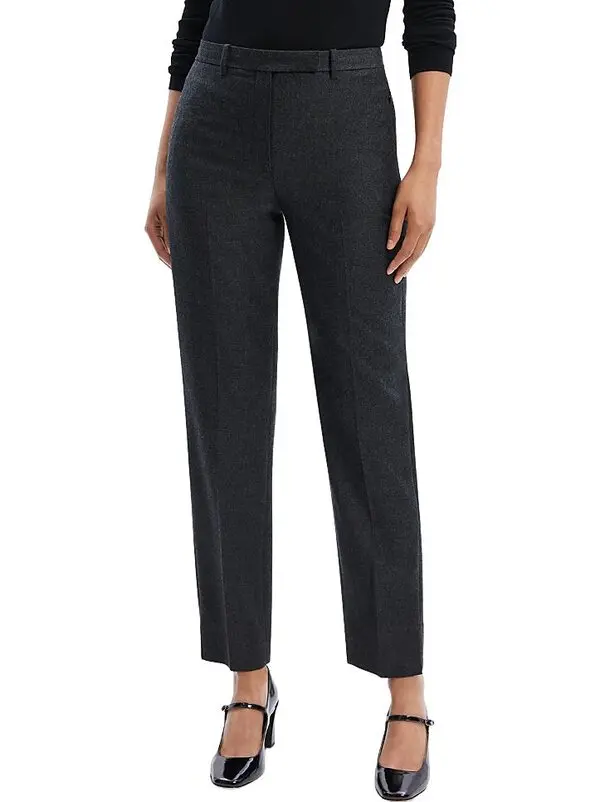 Theory Wool Tapered Trousers - New Charcoal Melange