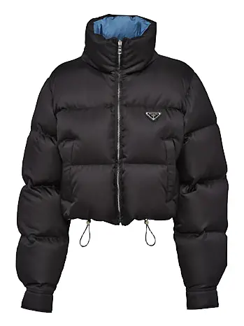 Prada Re-nylon Cropped Shell-down Jacket - Black