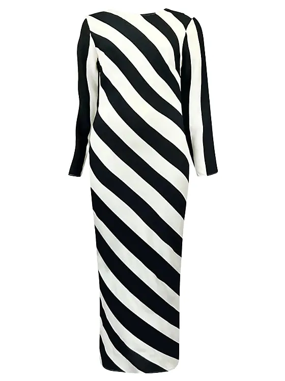 RO&ZO Clara Stripe-print Woven Maxi Dress - Mono