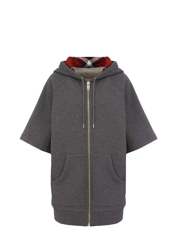 Burberry Oversized Short Sleeve Zip-up Hoodie - Grey