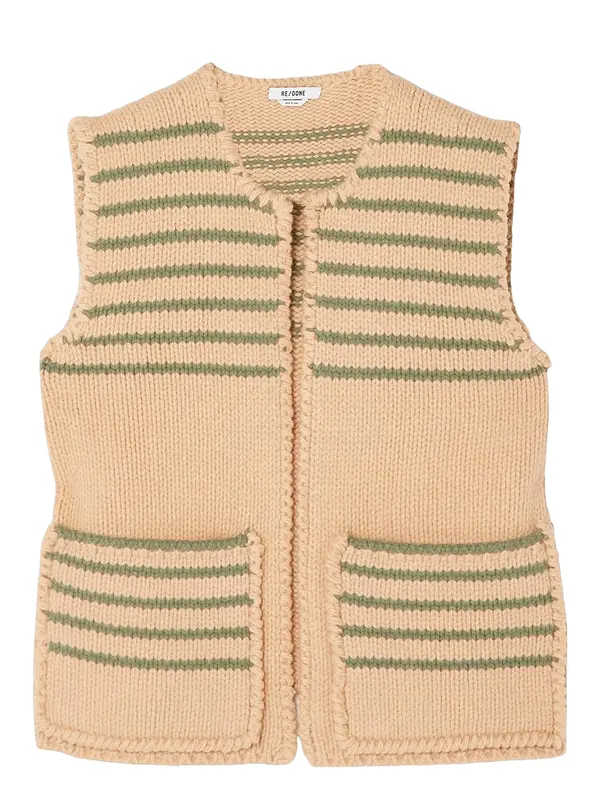 RE/DONE Striped Wool-blend Vest - Sand