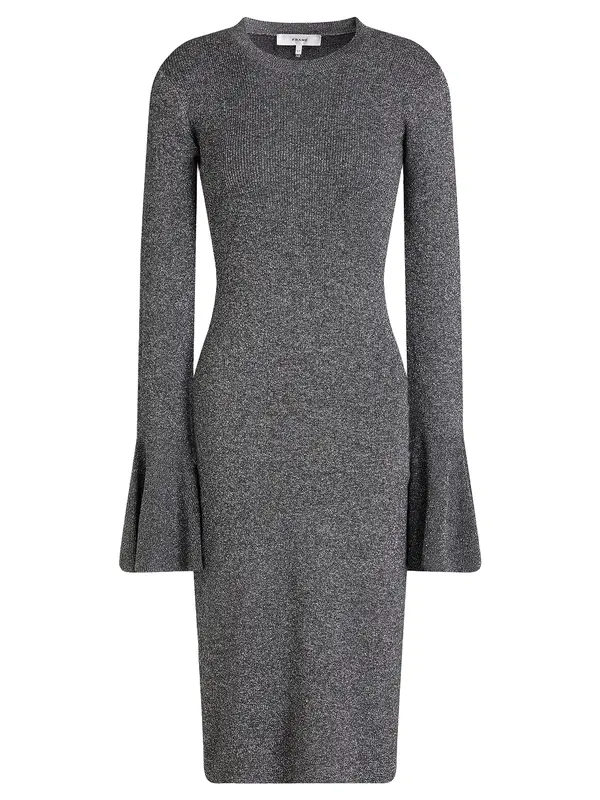 FRAME Metallic Ribbed-knit Dress - Silver