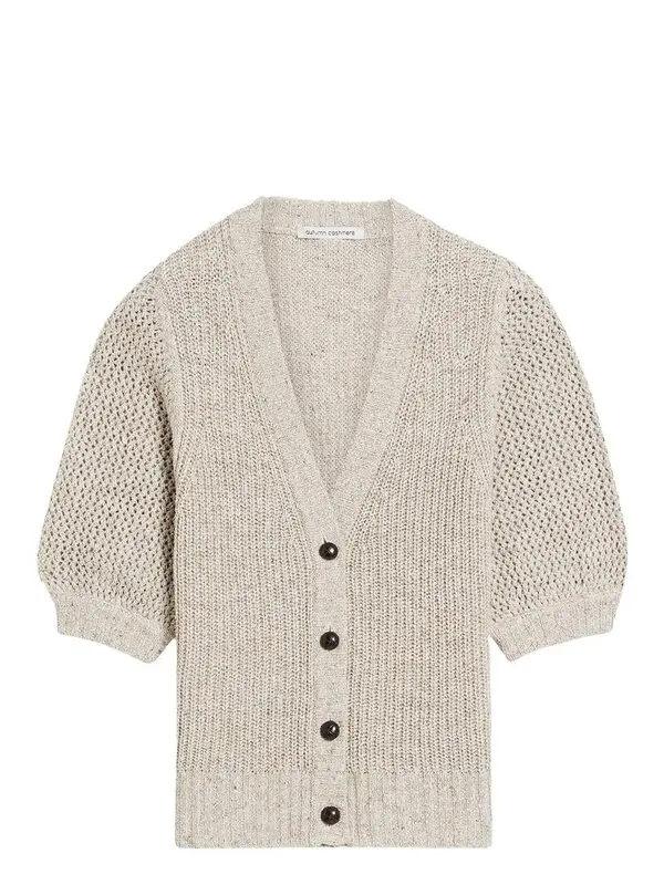 Autumn Cashmere Ribbed-knit Cardigan - Stone