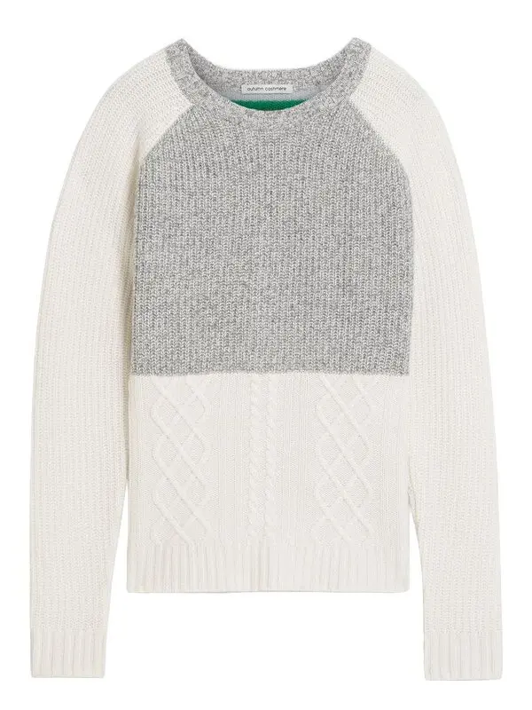 Autumn Cashmere Striped Cable-knit Cashmere Sweater - Ivory