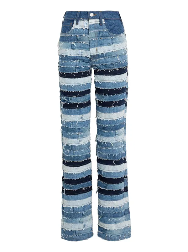 FRAME Le Jane Atelier Patchwork Straight-leg Jeans - Mid Denim