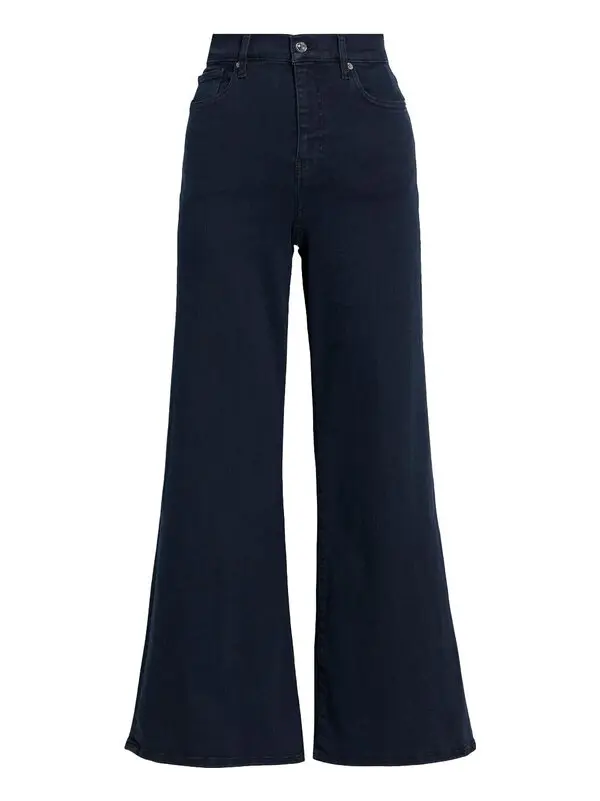 FRAME Le Palazzo Crop High-rise Wide-leg Jeans - Dark Denim