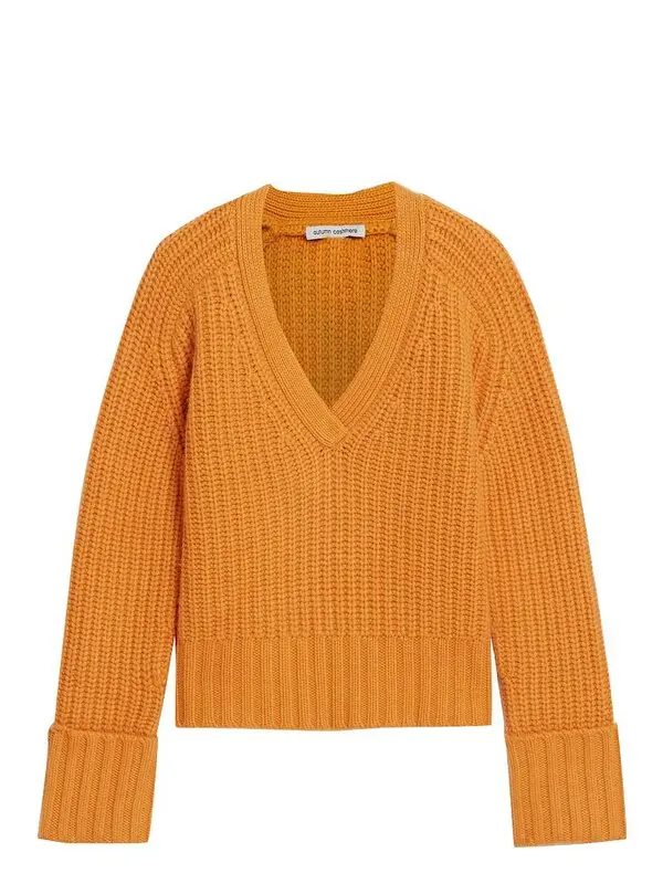 Autumn Cashmere Ribbed-knit Sweater - Saffron
