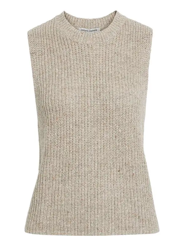 Autumn Cashmere Ribbed-knit Vest - Stone