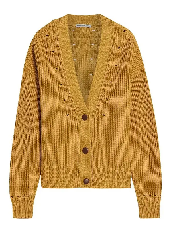 Autumn Cashmere Pointelle-knit Cotton Cardigan - Marigold