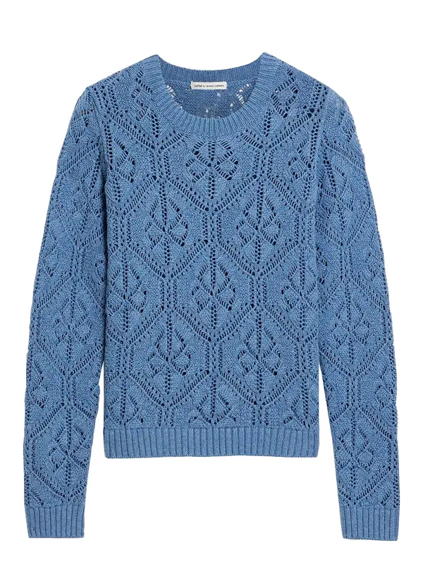 Autumn Cashmere Pointelle-knit Cotton Sweater - Blue