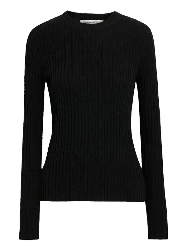 Autumn Cashmere Ribbed Cashmere Sweater - Black
