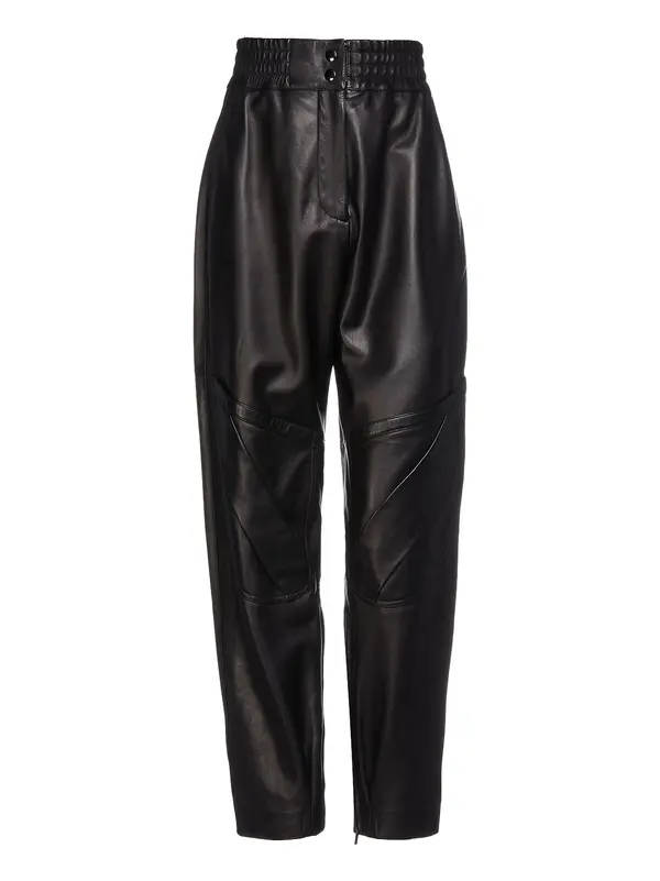 Acne Studios Pleated Tapered Leather Pants - Black