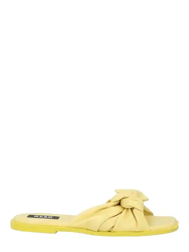 MSGM Leather Slides With Bow Detailing - Yellow