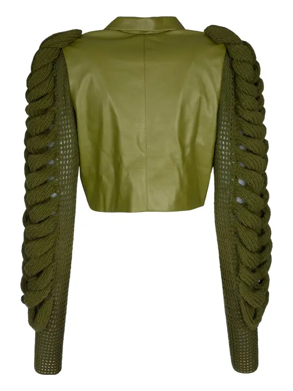 LIYA Knitted-sleeve Jacket - Green