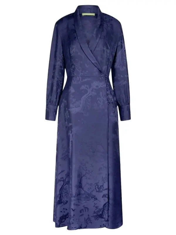 Shanghai Tang Winding Stream Silk Wrap Dress - Purple
