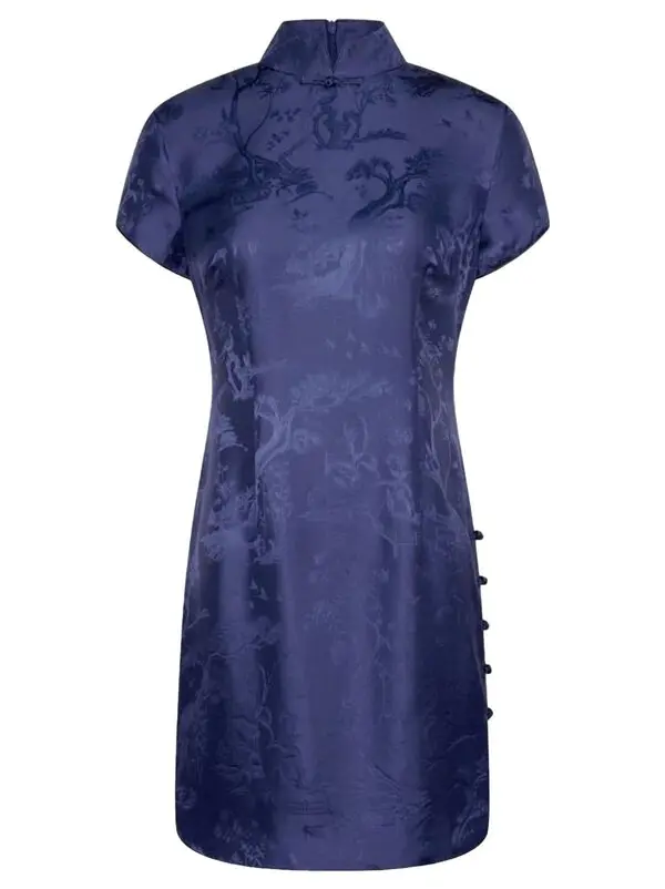 Shanghai Tang Winding Stream Party Mini Qipao Dress - Blue